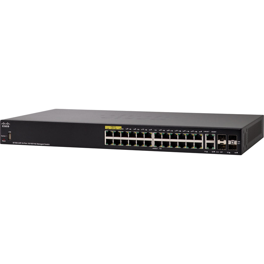 Cisco Sf350-24P 24-Port 10 100 Poe Managed Switch SF350-24P-K9-AR ...