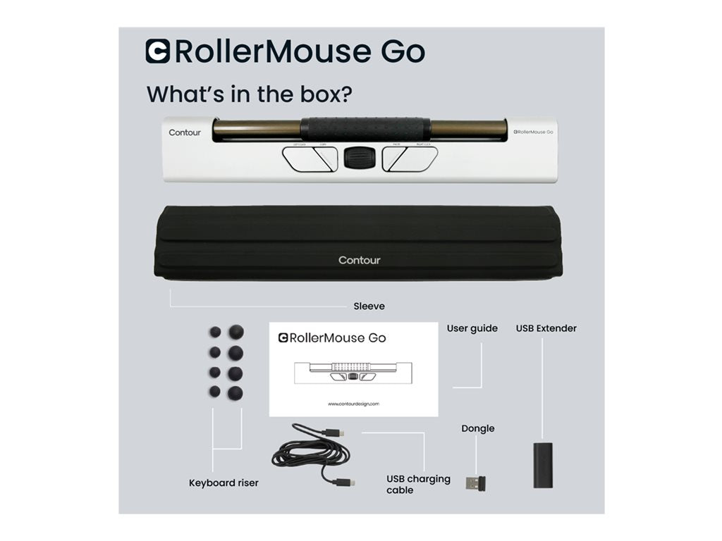 Contour RollerMouse Go - Centred mouse - ergonomic - 5 buttons - wirel