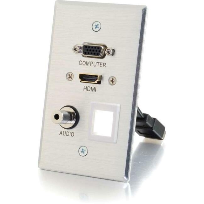Hdmi, Vga, 3.5Mm Audio Pass Through Single Gang Wall Plate CTG-39705