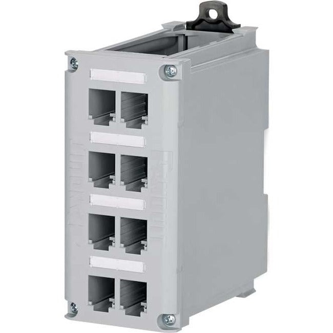 IndustrialNet Mini-Com 8-port DIN Rail Shielded Patch Panel CDPP8RG-S