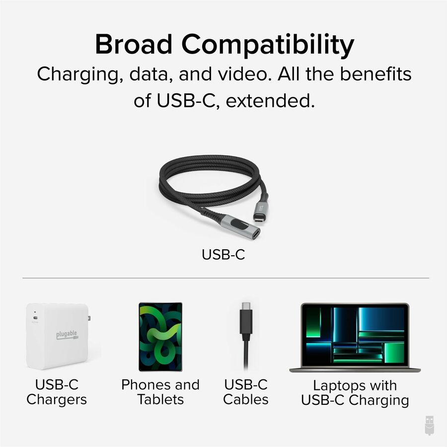 Plugable USB C Extension Cable 3.3 Ft, Digital Power Meter Tester for ...