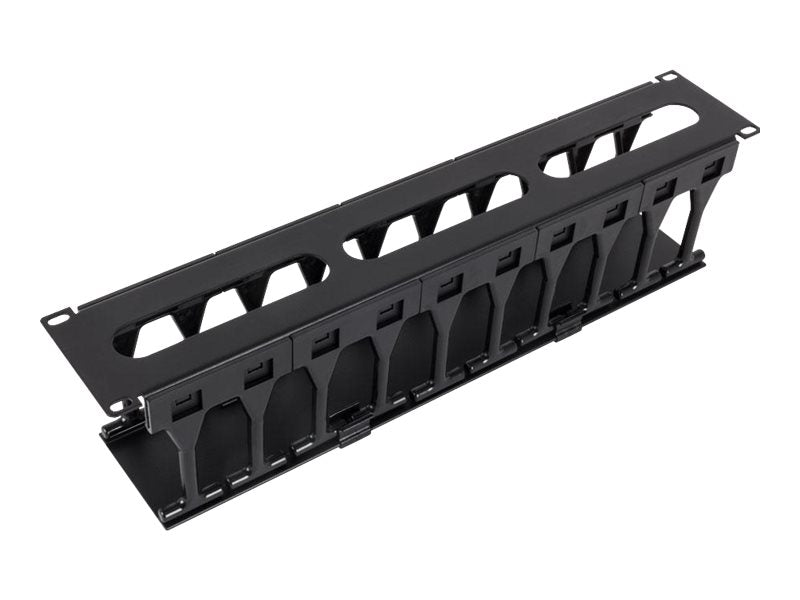 RackSolutions - Rack cable management tray with cover - black - 2U - 1